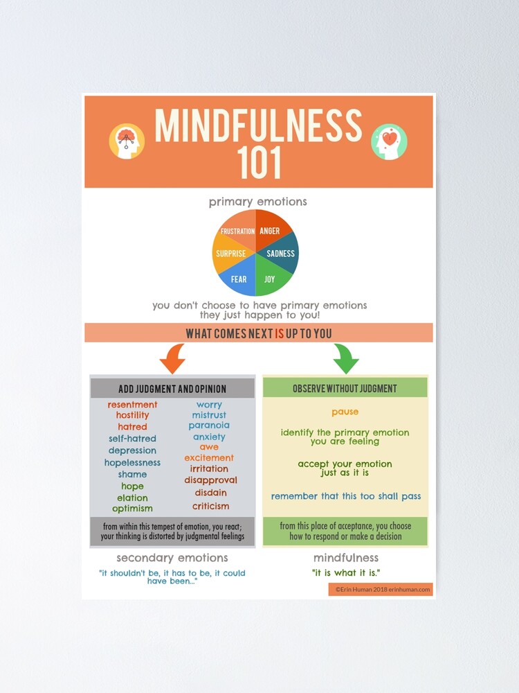 "Mindfulness 101" Poster for Sale by idrawhumans | Redbubble