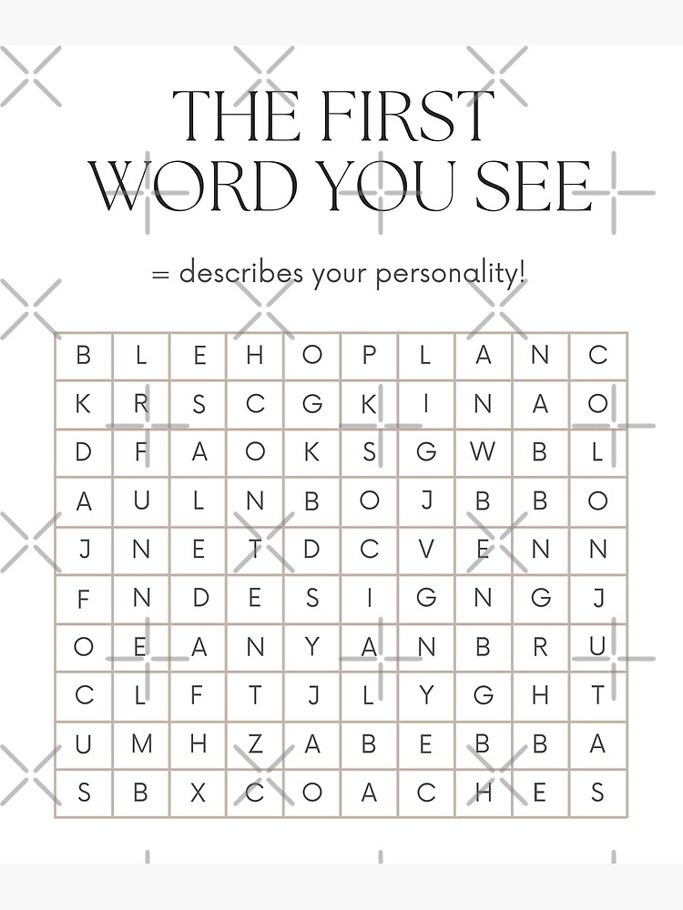 "the first word you see = describes your personality! Word search ...