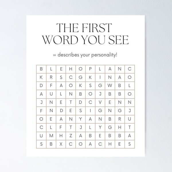 "the first word you see = describes your personality! Word search ...