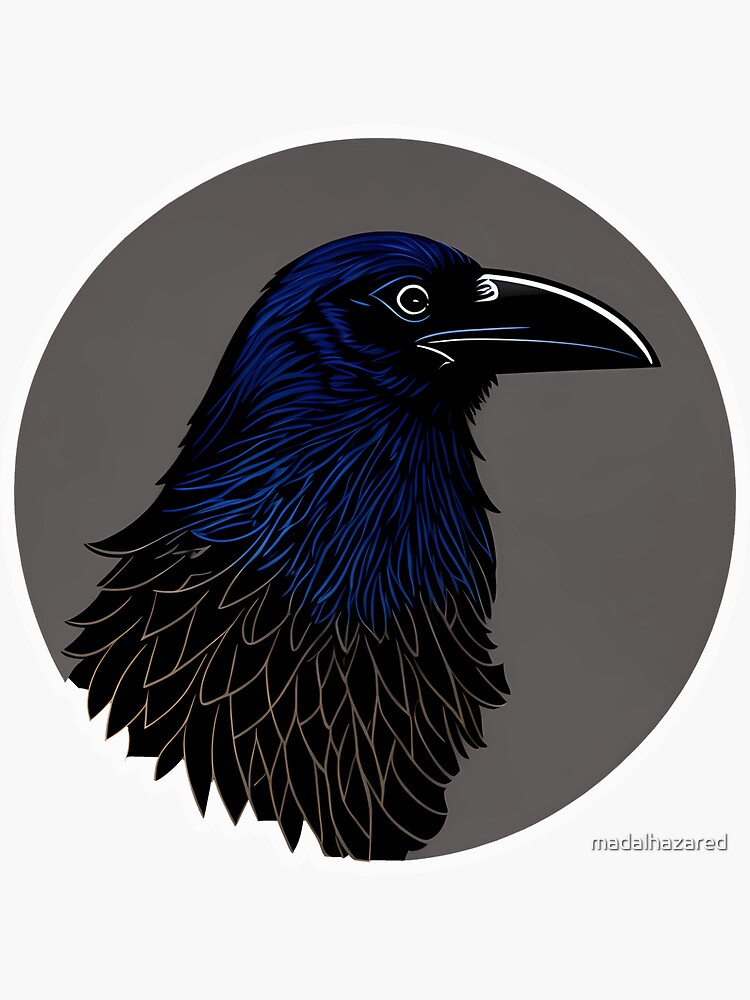 "Black and blue raven sticker" Sticker for Sale by madalhazared | Redbubble