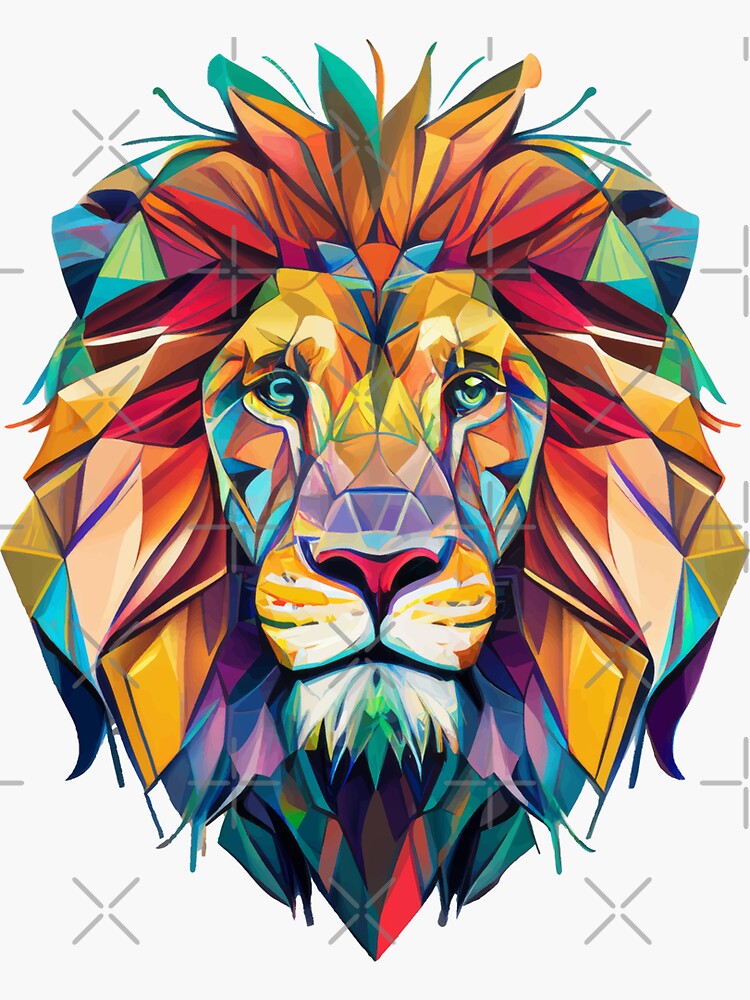 "Stoic Majesty: Geometric Lion Sticker" Sticker for Sale by BlahNM505 ...