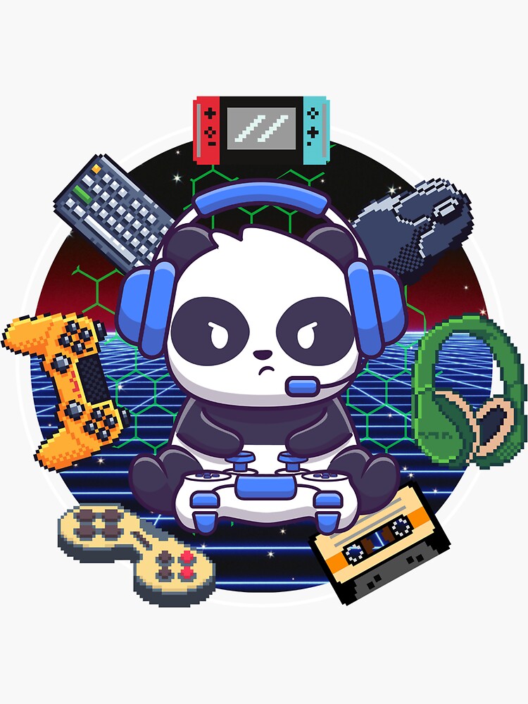 "Gaming Panda" Sticker for Sale by DoodlezandMore | Redbubble