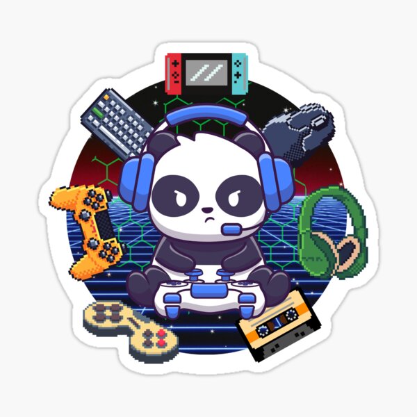 "Gaming Panda" Sticker for Sale by DoodlezandMore | Redbubble