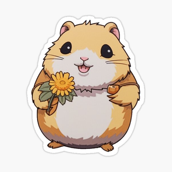 "Cute Hamster holding sunflower" Sticker for Sale by AljameaMart ...