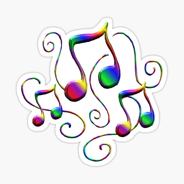 "Colorful Music Notes and Fun Swirls" Sticker for Sale by CoolDoodles ...