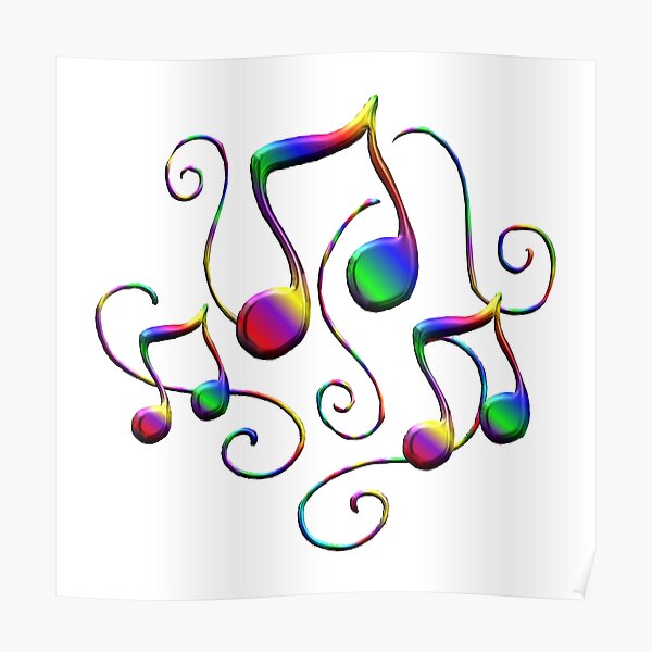 "Colorful Music Notes and Fun Swirls" Poster by CoolDoodles | Redbubble