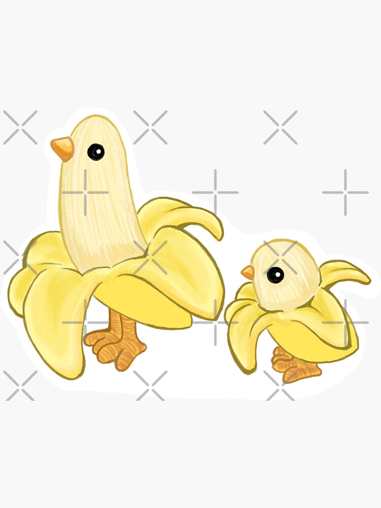 "Banana Chicken - Mommy Chicken and little Chick - Fruit Animal Art ...