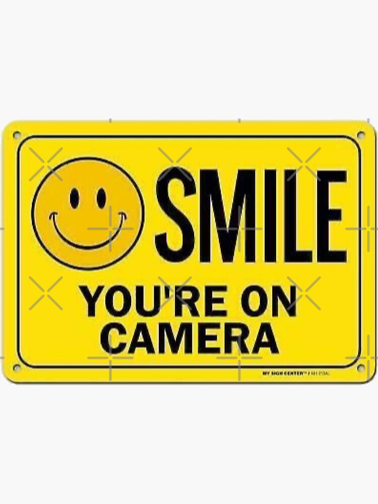 "Smile you’re on camera" Sticker for Sale by eemilystickers | Redbubble