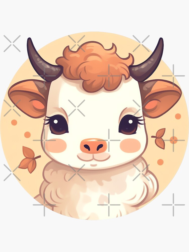 "Cute Cow Smiling in Cottagecore Soft Colors" Sticker for Sale by ...