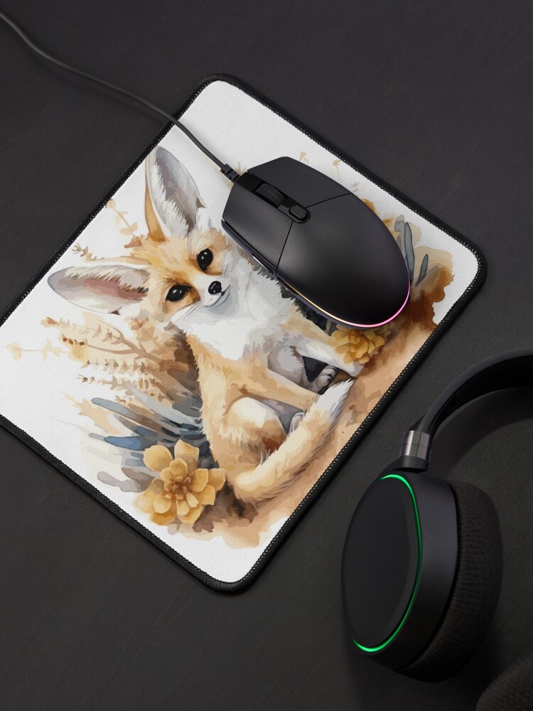 "Watercolor with Desert Flowers Fennec Fox" Mouse Pad for Sale by ...
