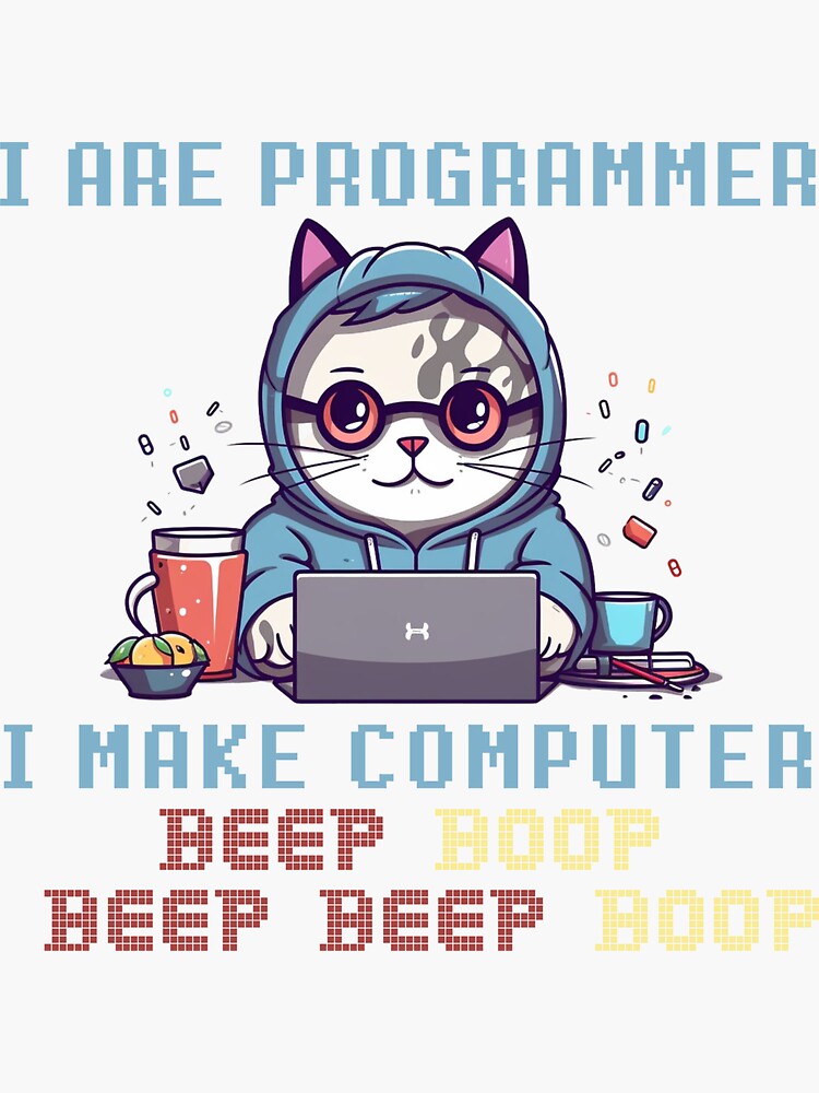 "Programmer Cat Beep Boop " Sticker for Sale by Vytrix | Redbubble