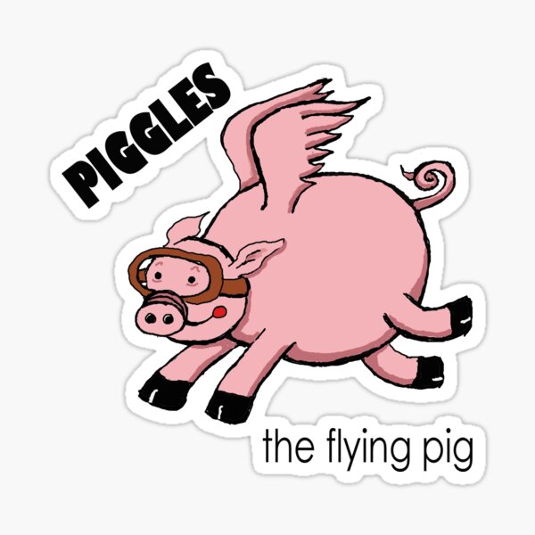 "Piggles, the Flying Pig!" Sticker for Sale by Kerina Strevens | Redbubble