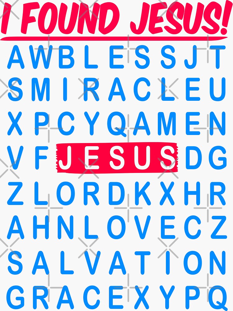 "I Found Jesus Word Puzzle" Sticker for Sale by plushism | Redbubble