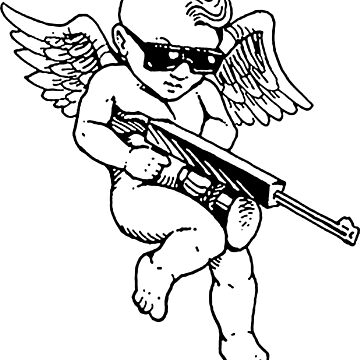 "Cupid with AK-47" Sticker by MikesTeez | Redbubble