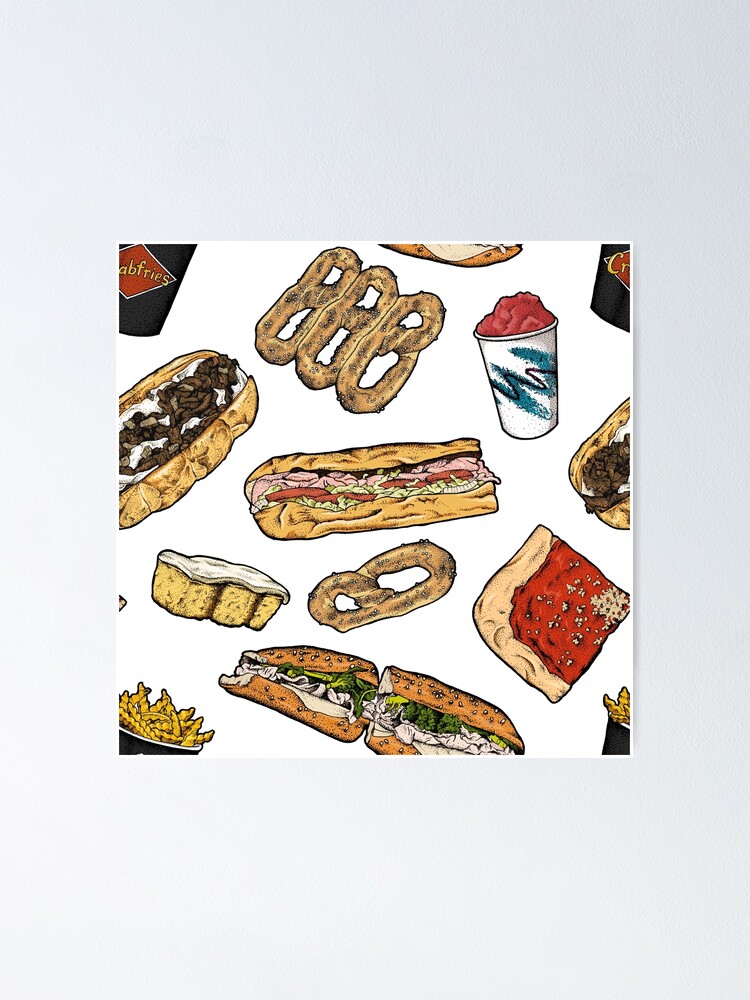 "Philly Foods Pattern - White" Poster for Sale by Elizabeth Weglein ...
