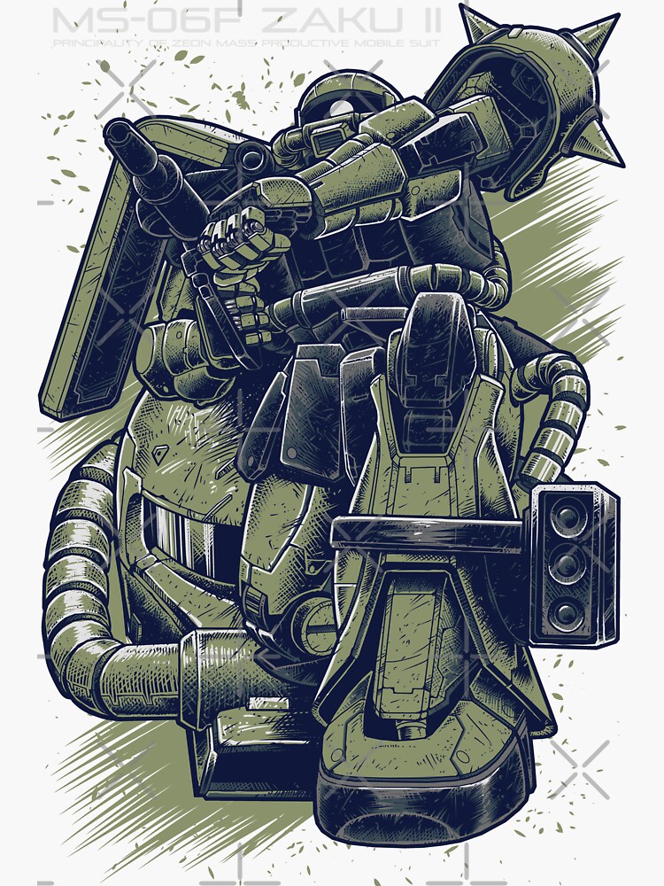 "ZAKU " Sticker for Sale by Snapnfit | Redbubble