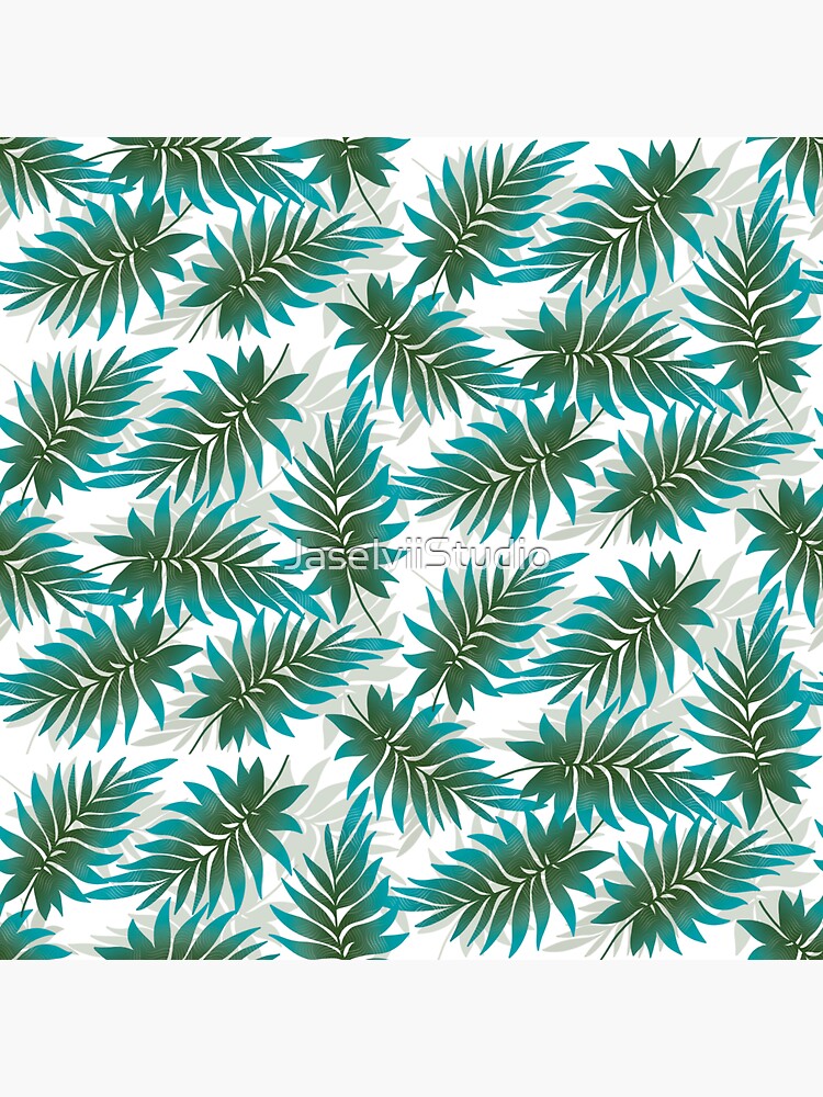"Tropical Fern Leaves (Large) - Turquoise" Sticker for Sale by ...