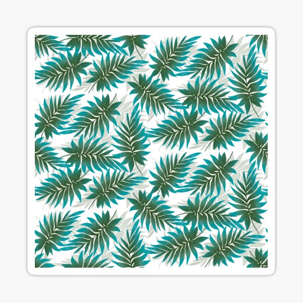 "Tropical Fern Leaves (Large) - Turquoise" Sticker for Sale by ...
