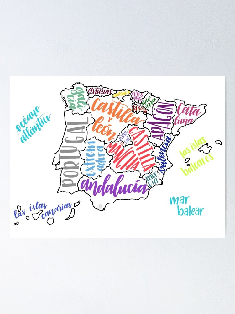 "Map of Spain" Poster for Sale by Julia Covarrubias | Redbubble