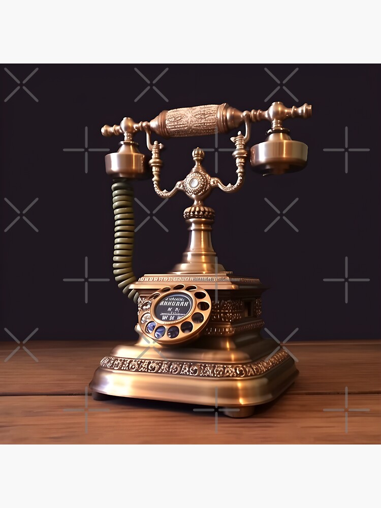 "Brass Vintage Nostalgia Antique Rotary Dial Telephone " Sticker for ...