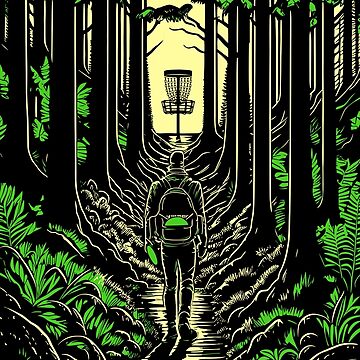 "Disc Golf Forest Course Wilderness Golfer Sunset" Essential T-Shirt ...