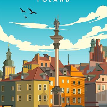 "Warsaw Poland Vintage Minimal Retro Travel Poster" Postcard for Sale ...