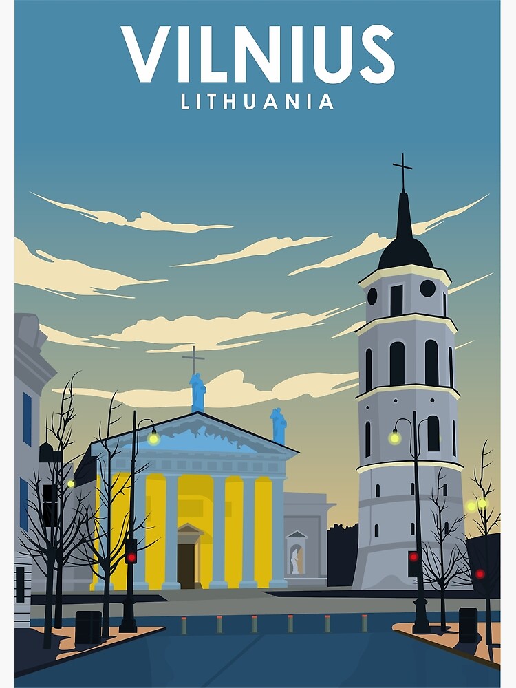 "Vilnius Lithuania Vintage Retro Minimal Travel Poster" Poster for Sale ...