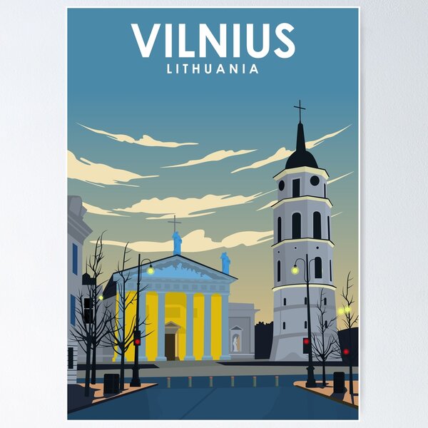 "Vilnius Lithuania Vintage Retro Minimal Travel Poster" Poster for Sale ...