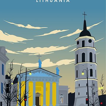 "Vilnius Lithuania Vintage Retro Minimal Travel Poster" Sticker for ...