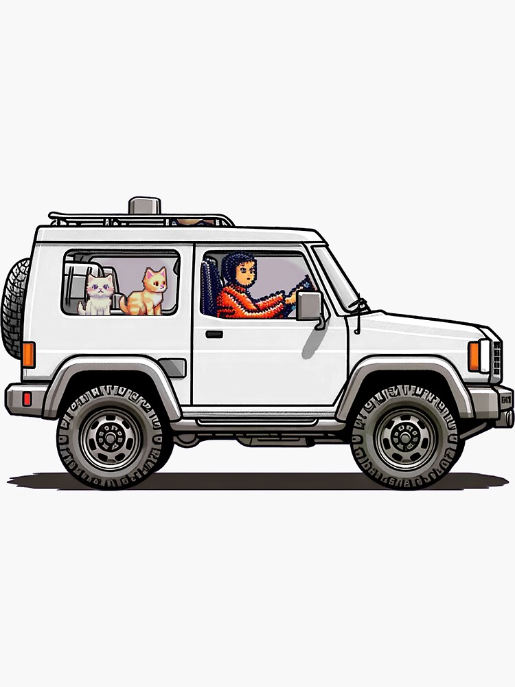 "White Jimny Adventure with Cute Cats" Sticker for Sale by stoicjimny ...