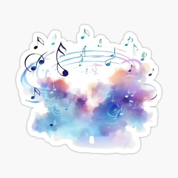 "Musical Pattern with Floating Notes in Clouds" Sticker for Sale by ...