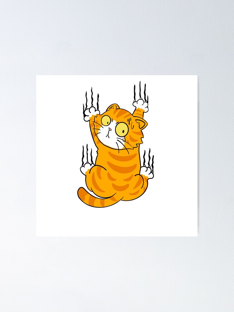 "Scared orange cat cartoon" Poster for Sale by DestinyComplex | Redbubble