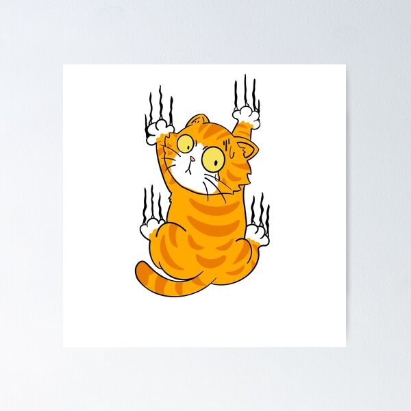 "Scared orange cat cartoon" Poster for Sale by DestinyComplex | Redbubble