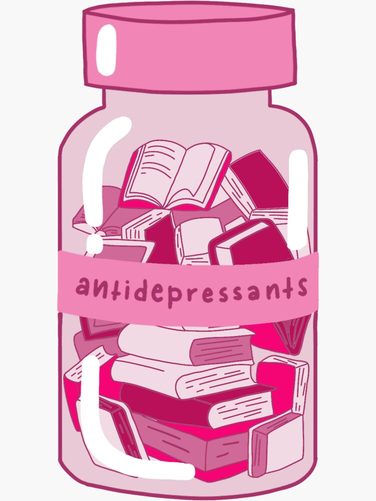 "FUNNY BOOK STICKER: BOOK ANTIDEPRESSANTS" Sticker for Sale by ...