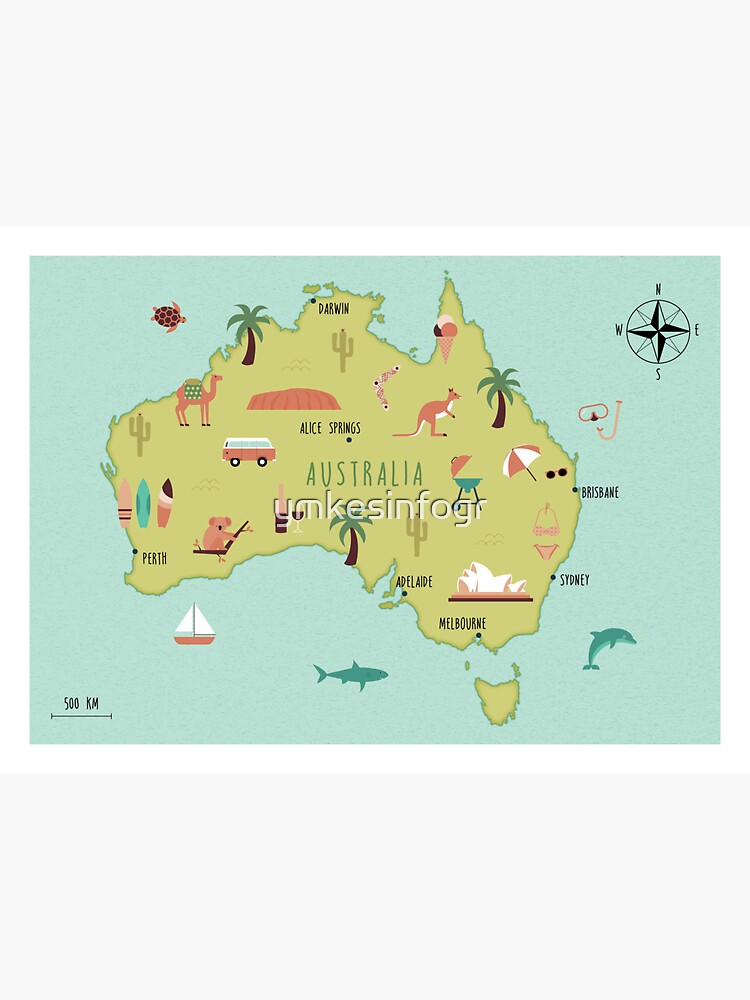 "Illustrated map of Australia" Sticker for Sale by ymkesinfogr | Redbubble