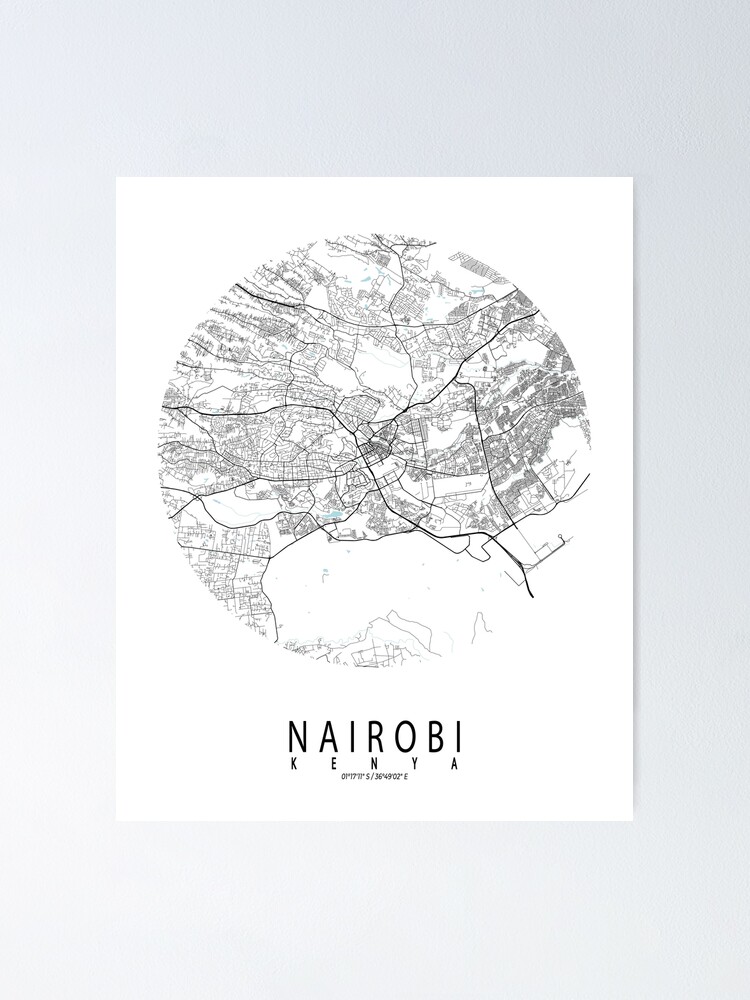 "Nairobi City Map of Kenya - Circle" Poster for Sale by deMAP | Redbubble