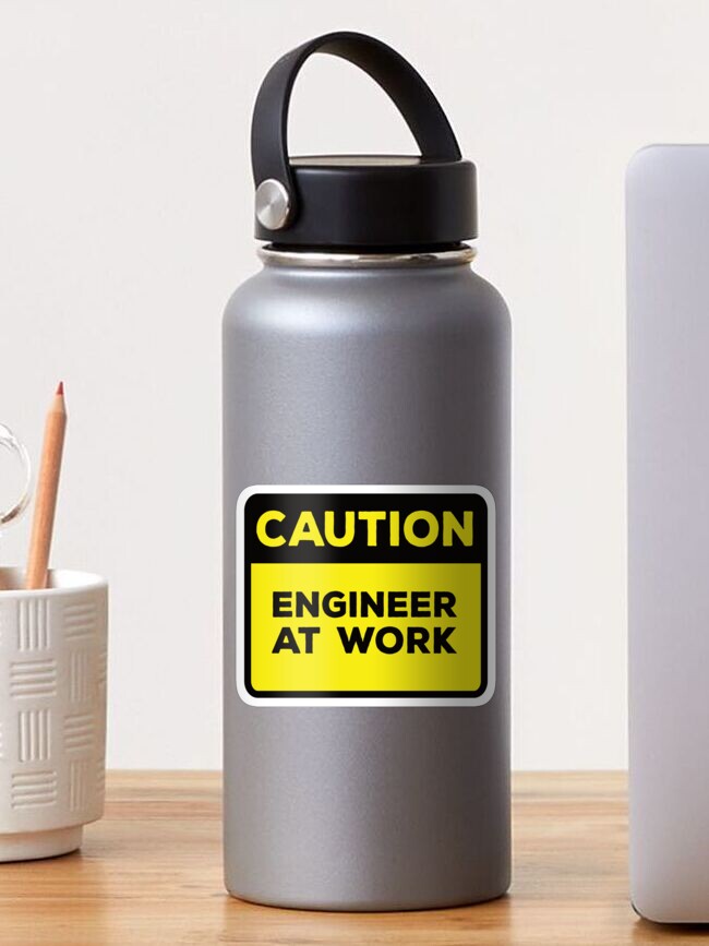 "Yellow Road Sign - Caution Engineer at Work" Sticker for Sale by Rhu ...