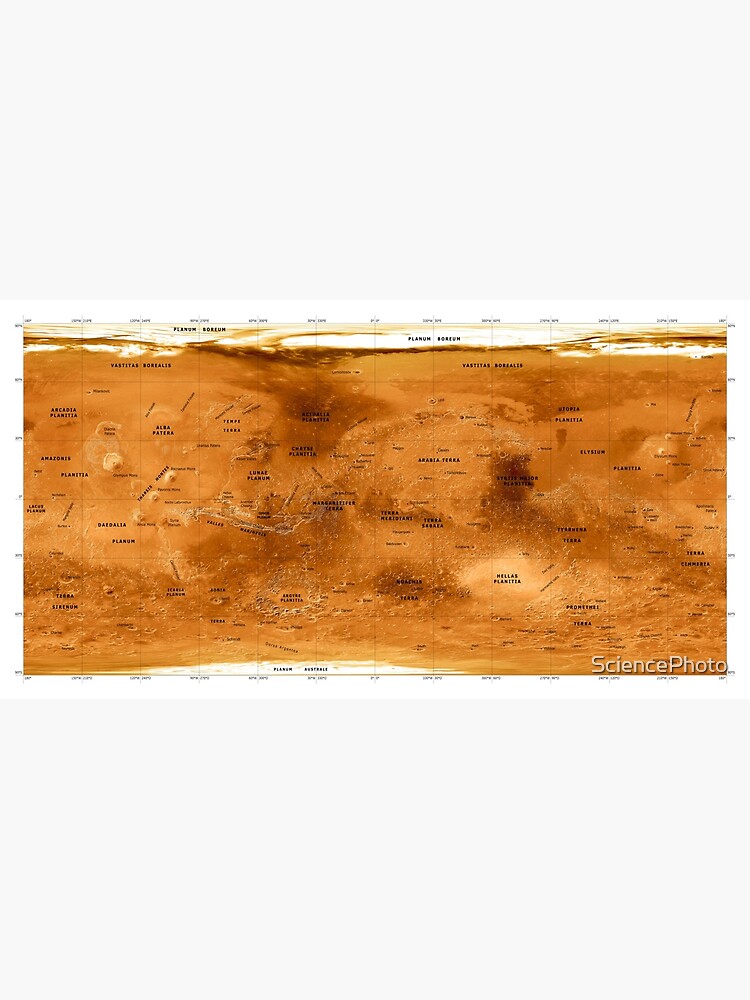 "Mars topographical map, satellite image (R350/0341)" Poster for Sale ...