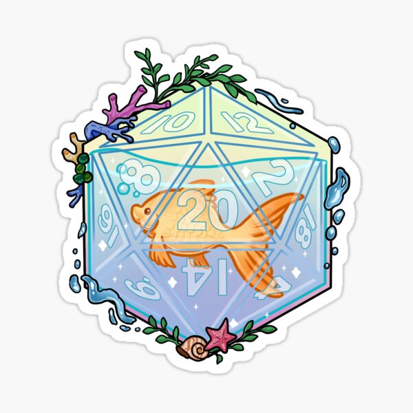 "D20 Gold Fish" Sticker for Sale by shortcakeliz | Redbubble