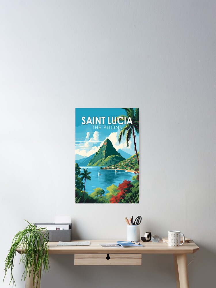 "Saint Lucia The Pitons Travel Art Vintage" Poster for Sale by ...