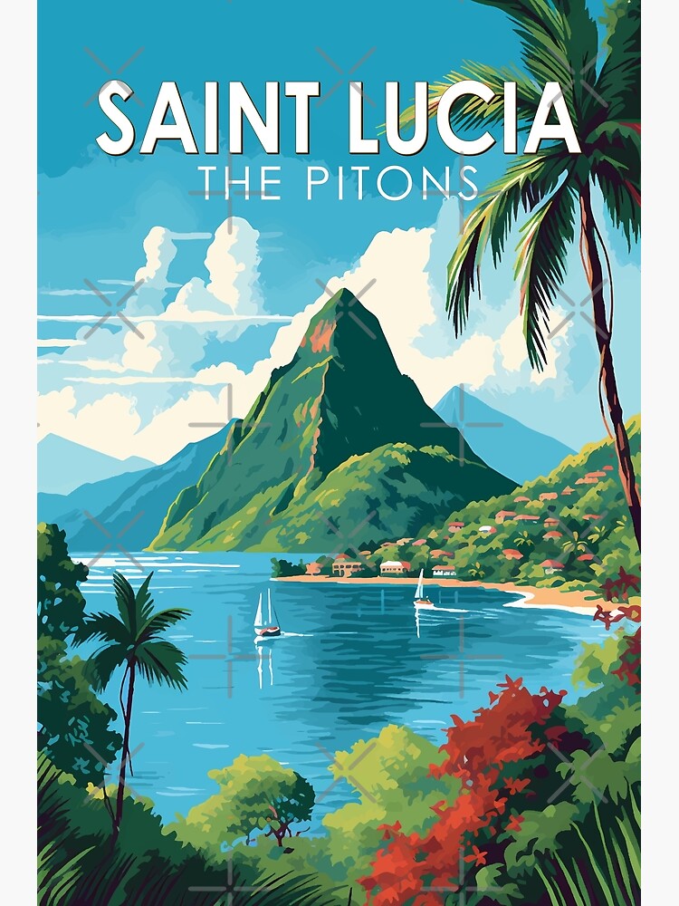 "Saint Lucia The Pitons Travel Art Vintage" Poster for Sale by ...