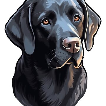 "Black Labrador Retriever Cute Cartoon Portrait Illustration" Art Board ...