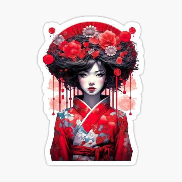 "Japanese Geisha " Sticker for Sale by Jorge Tavares | Redbubble