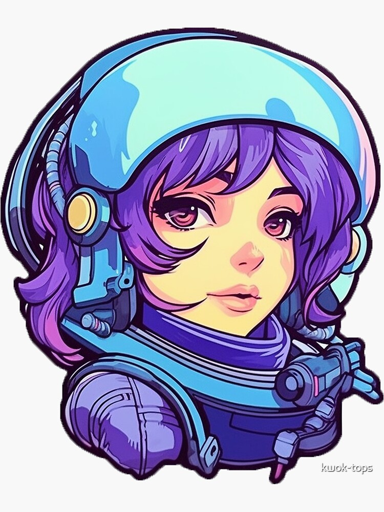 "Groovy anime space lady" Sticker for Sale by kwok-tops | Redbubble