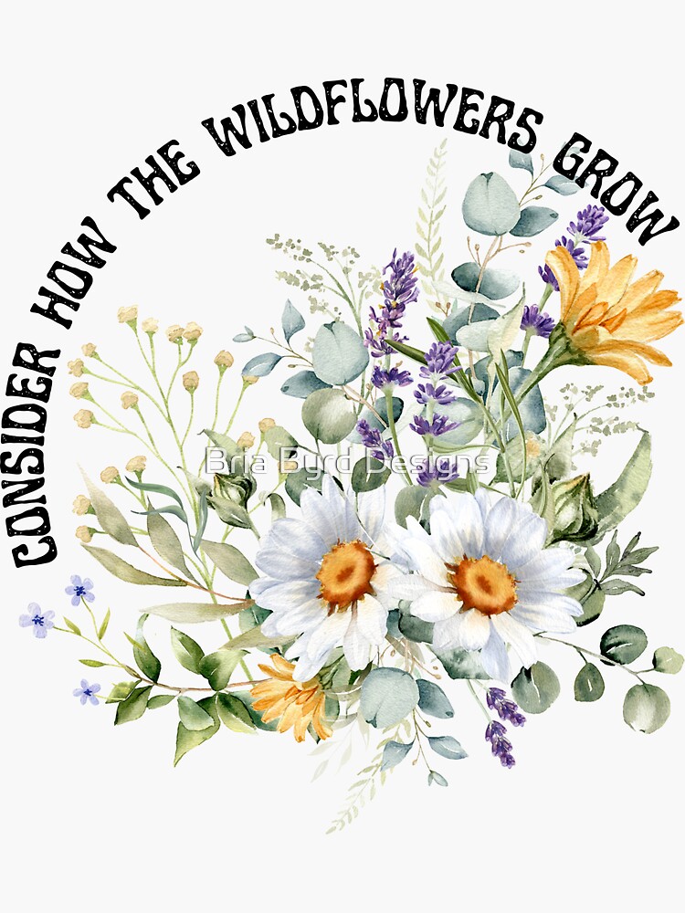 "Consider the wild flowers" Sticker for Sale by Brianna Funston | Redbubble