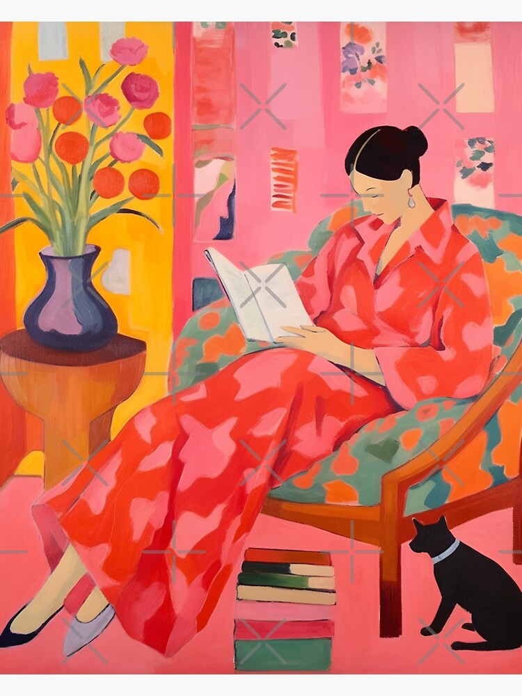 "Lazy Reading Woman Pink Portrait" Sticker for Sale by trajeado14 ...