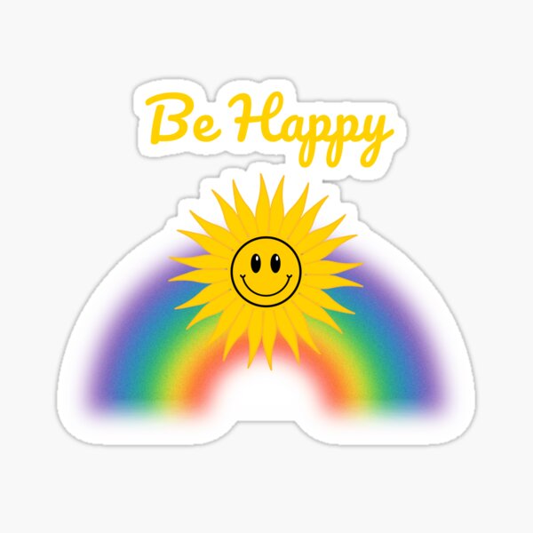 "Be Happy - Colorful Rainbow Sun" Sticker for Sale by GorinART | Redbubble