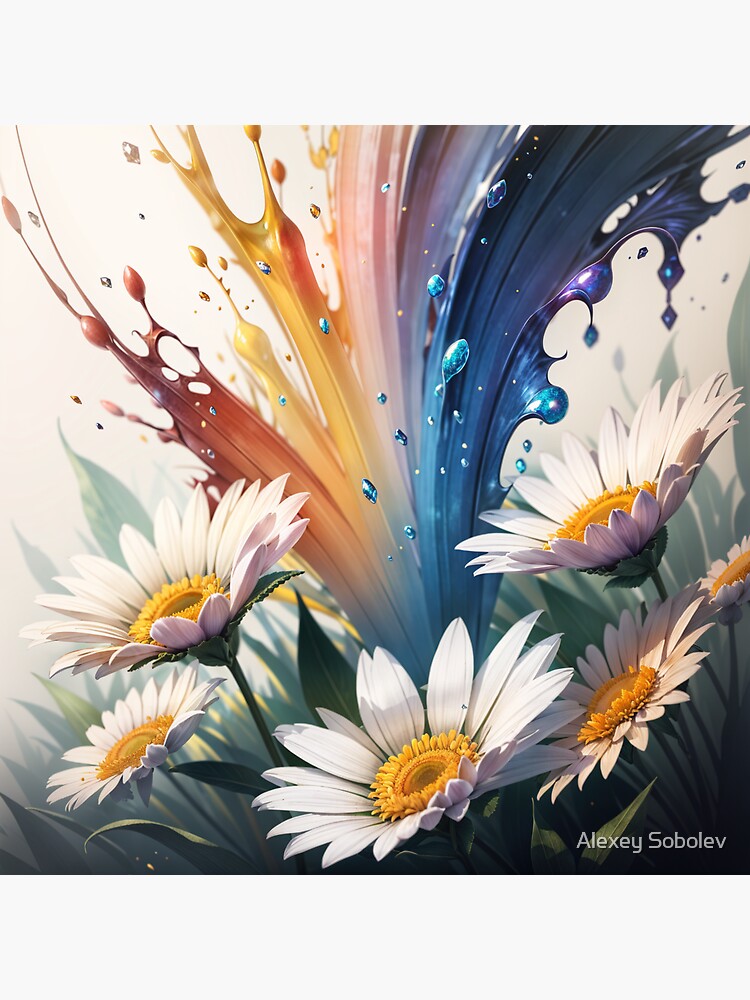 "Spectrum Splash: Abstract Daisy Art" Sticker for Sale by Leech5 ...