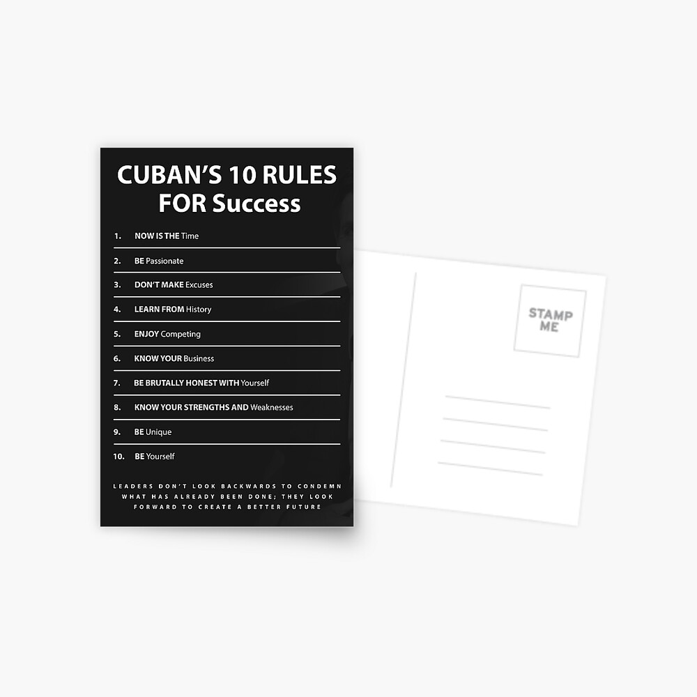 "Mark Cuban 10 Rules for Success Print" Sticker for Sale by ...