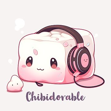 "Happy Cute Kawaii Chibi Marshmallow Blob Character Music Headphone ...